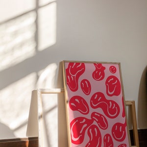 Retro Smiley Face Wavy Poster Groovy Boho Pop Art Print - Etsy