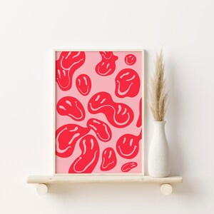 Retro Smiley Face Wavy Poster Groovy Boho Pop Art Print - Etsy