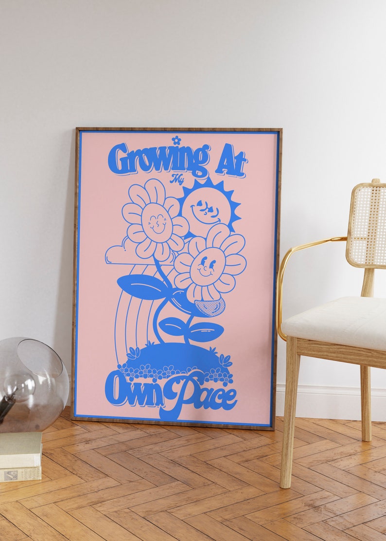 Growing at My Own Pace Poster Retro Self Love Positive Print - Etsy