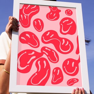 Retro Smiley Face Wavy Poster Groovy Boho Pop Art Print - Etsy