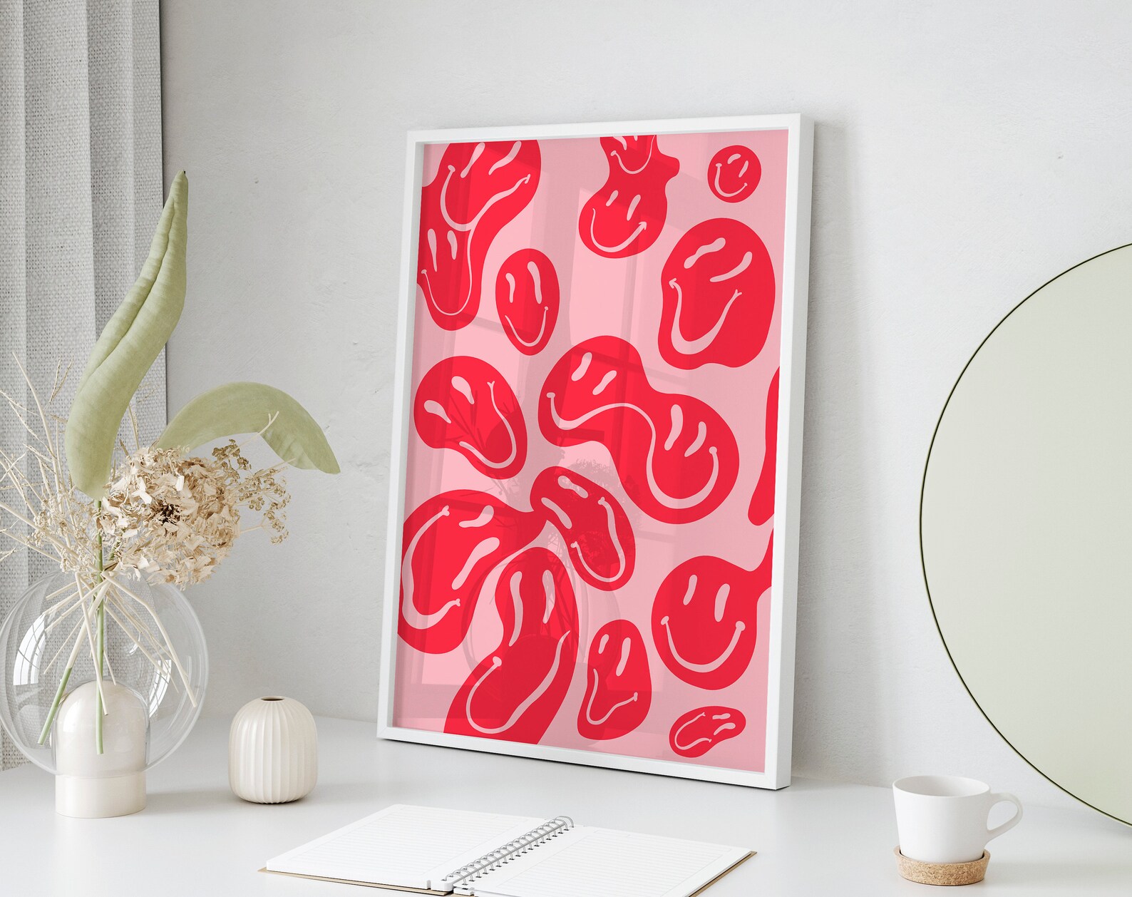 Retro Smiley Face Wavy Poster Groovy Boho Pop Art Print - Etsy