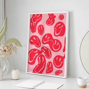 Retro Smiley Face Wavy Poster Groovy Boho Pop Art Print - Etsy