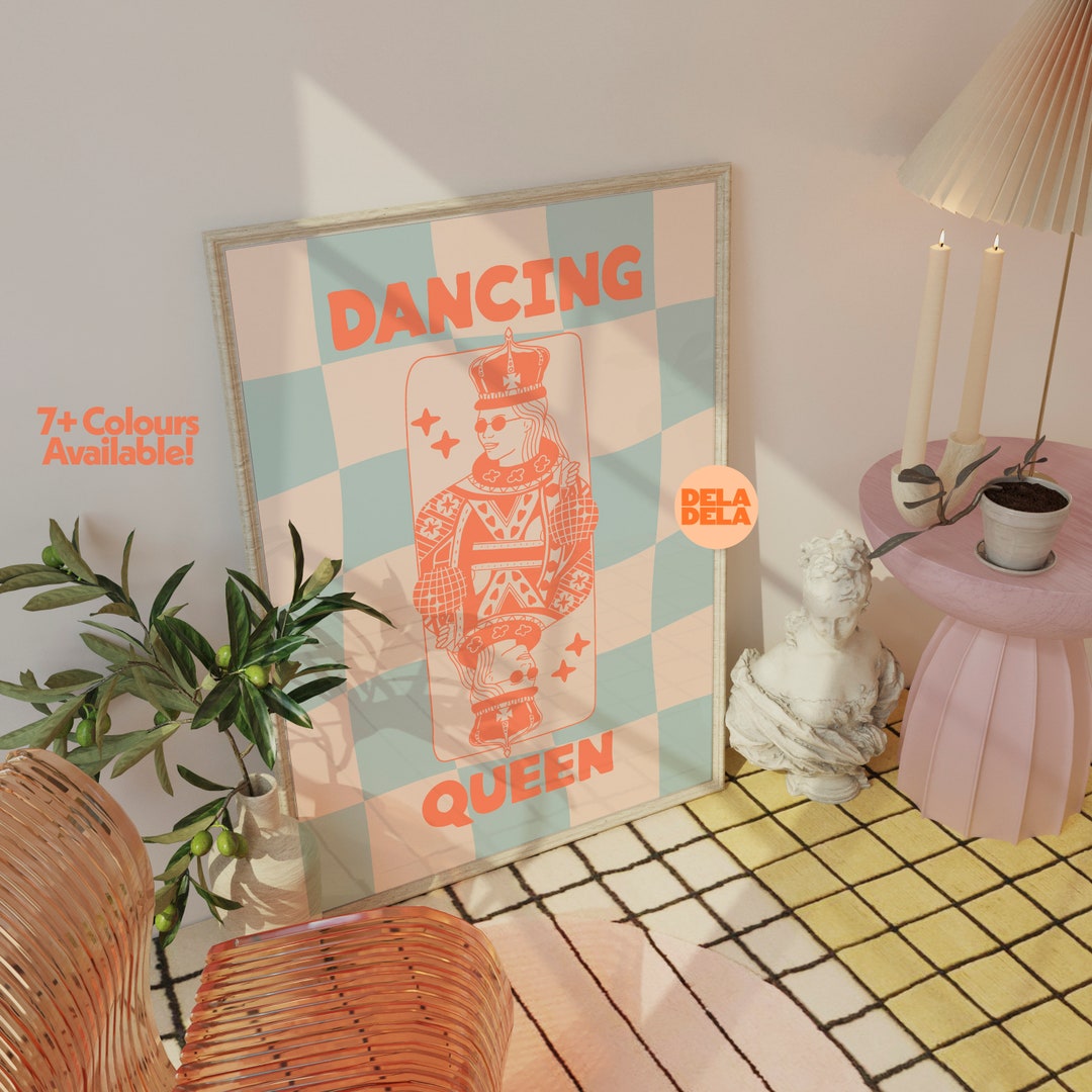 Dancing Queen Poster Bar Cart Retro Print Disco Ball Trendy Decor Cute Housewarming Wall Art ...
