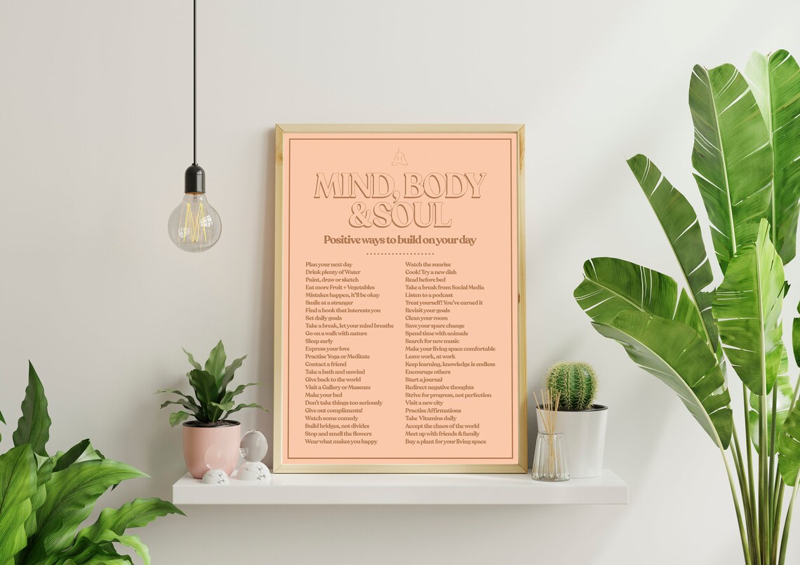 Mind Body & Soul Poster Positive Self Love Print - Etsy UK