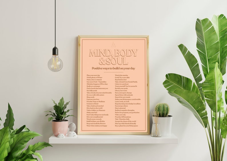 Mind Body & Soul Poster Positive Self Love Print - Etsy UK