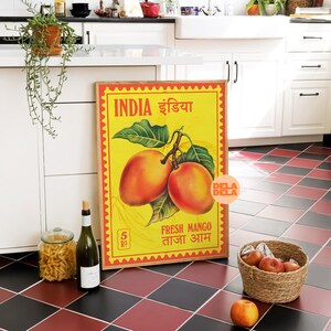 Indian Mango Print Matchbox Poster Bar Cart Art Trendy Kitchen Wall Art ...