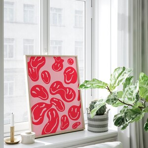 Retro Smiley Face Wavy Poster Groovy Boho Pop Art Print - Etsy