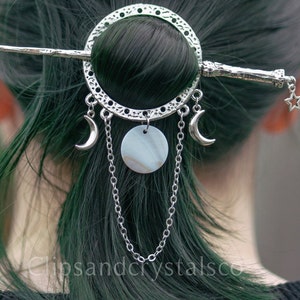 Witchy Hair Accessory, Moon Pagan Dangle Norse Hair Clip Stick Vintage ...