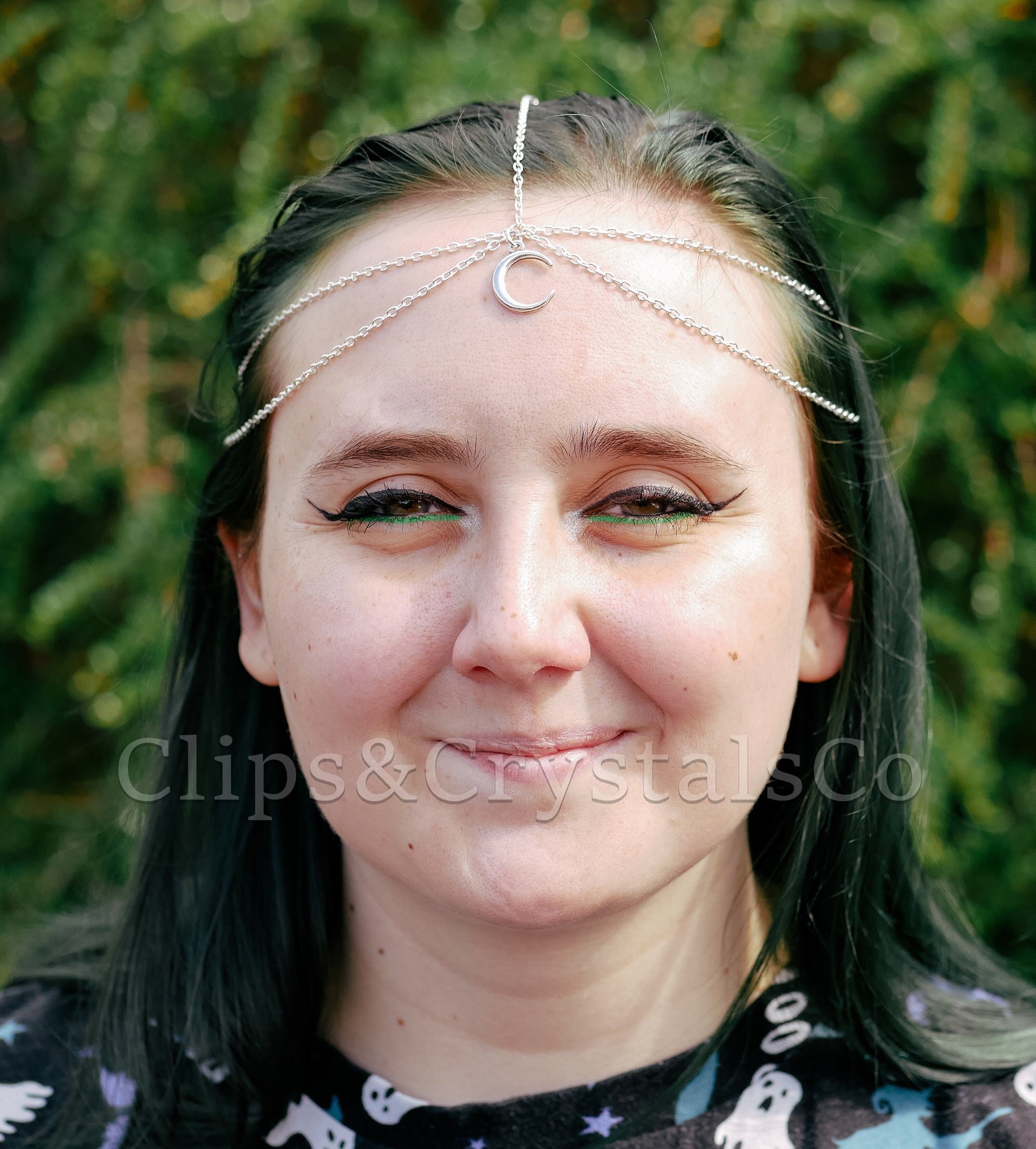 Crystal Moon Head Chain, Silver Boho Circlet Bohemian Witch Tiara Pagan ...