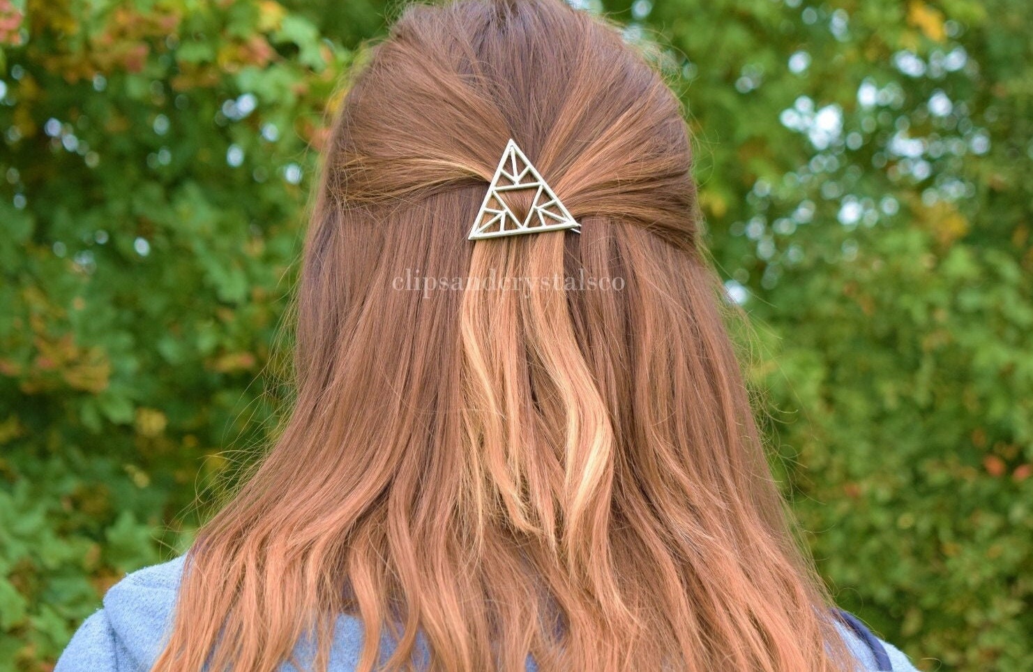 Triangle hair clip gift for her bohemian hair pin barrette boho metal geometric minimalist hair accessory silver gold triangle hair clip
