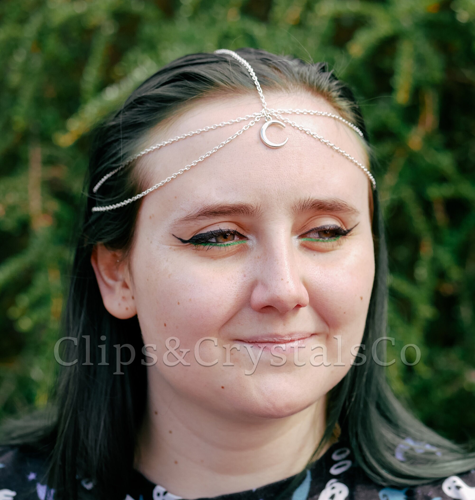 Crystal Moon Head Chain, Silver Boho Circlet Bohemian Witch Tiara Pagan ...