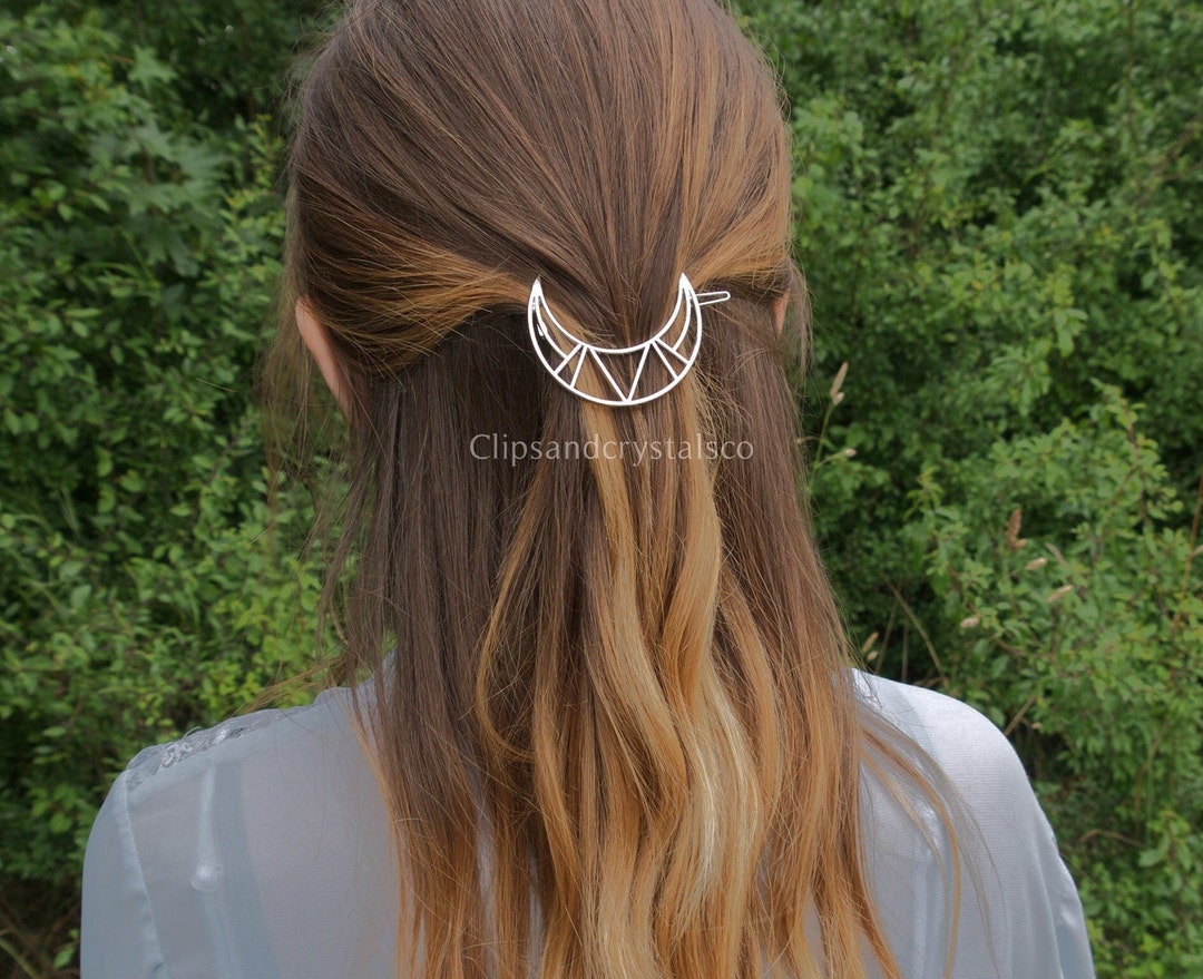 Moon Hair Clip, Barrette Metal Celestial Hair Accessories Pin Gift Boho ...