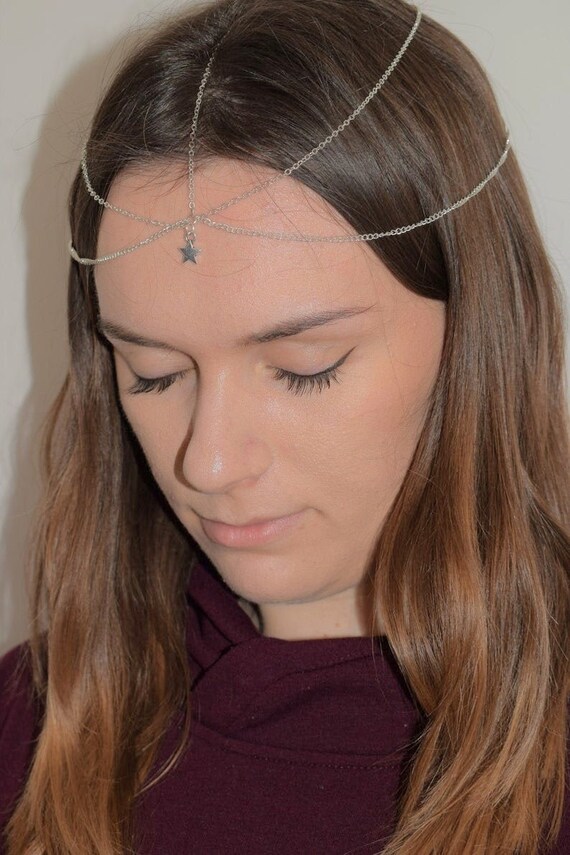 Silver headdress silver head chain star head chain | Etsy