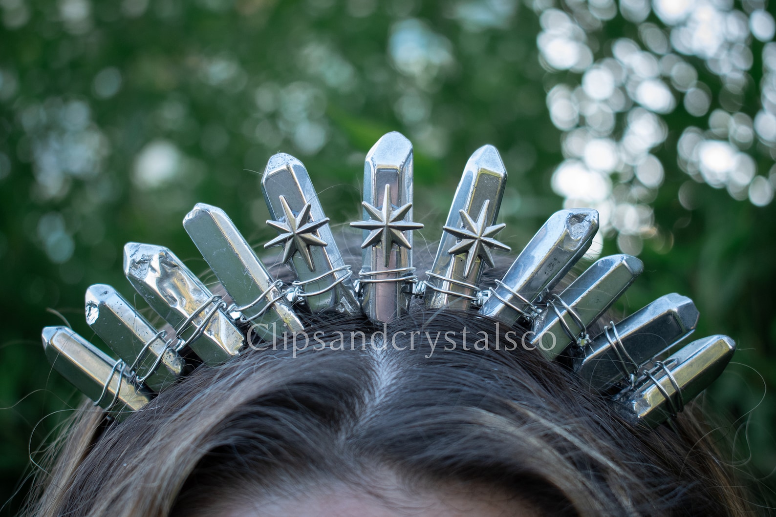Silver Triple Star Tiara, Crystal Bohemian Headdress Occult Fantasy ...
