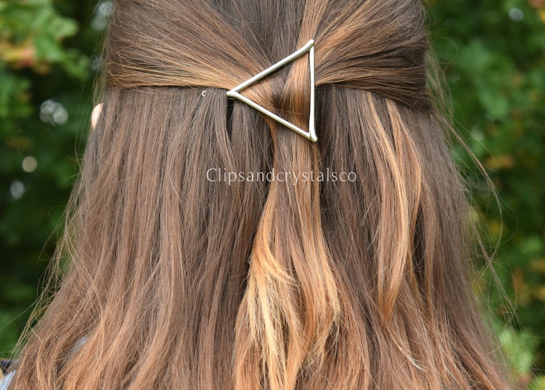 Triangle Hair Clip, Silver Gold Boho Gift Geometric Barrette Hair Pin ...