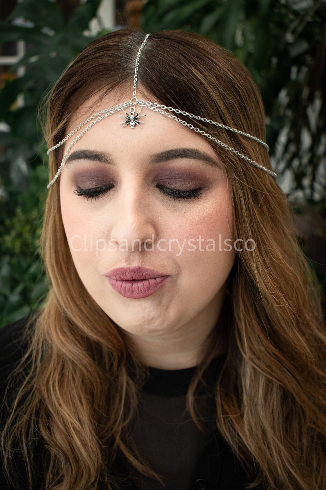 Crystal Goth Spider Head Chain, Gothic Jewelry Headpiece Halloween ...