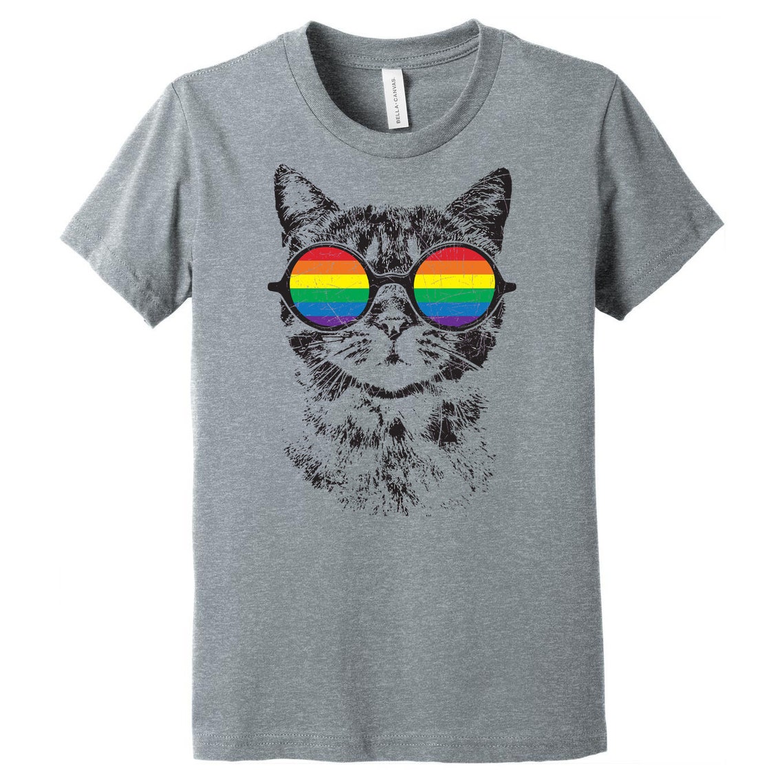 LGBT Shirt, Rainbow Cat T-shirt, Pride Kitty With Sunglasses, Funny Cat ...