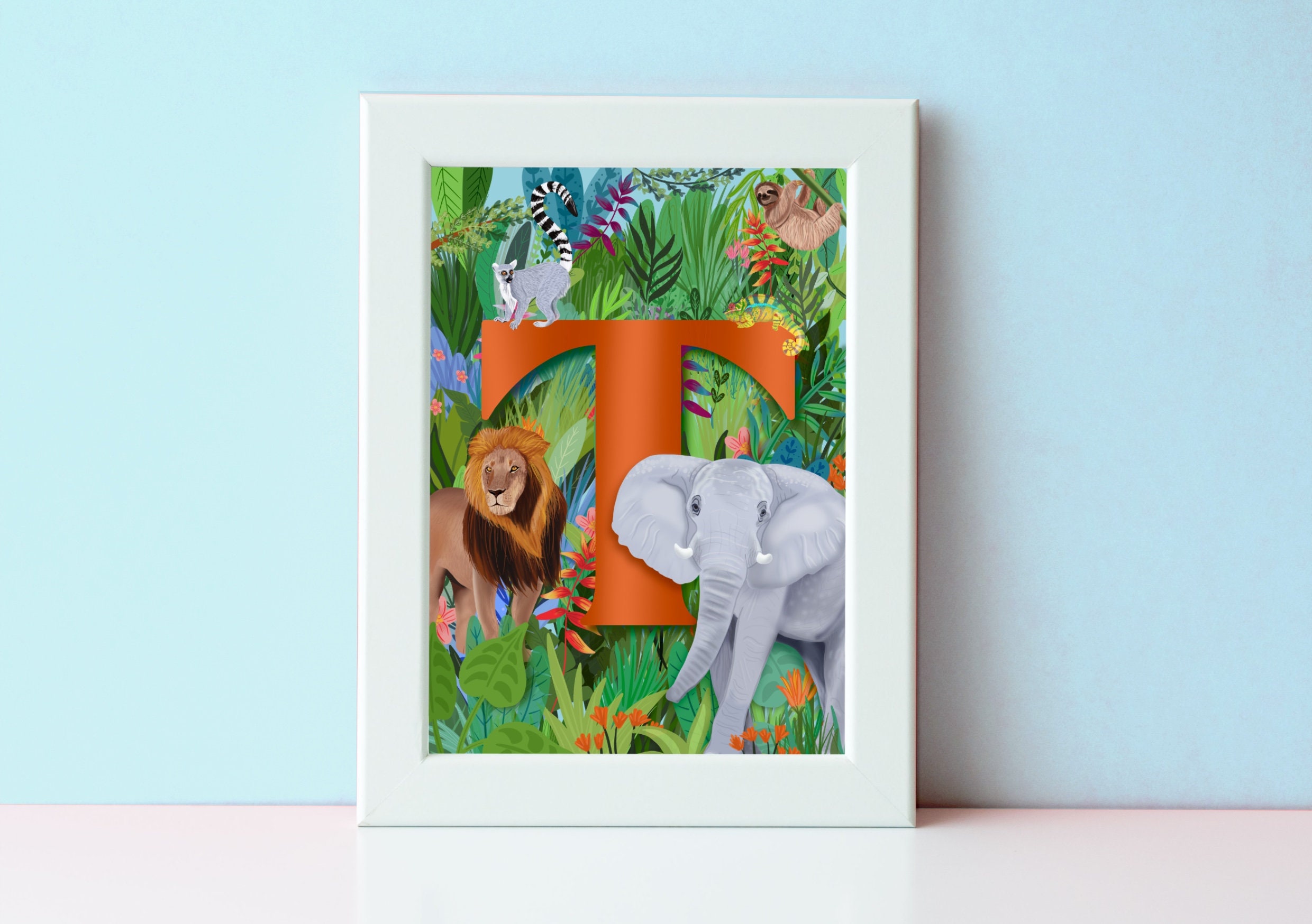 Personalised Jungle Initial Print / Letter Print / Rainforest | Etsy