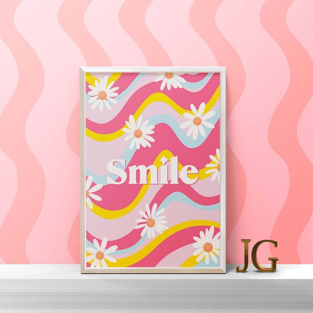 Smile A4 / A3 Art Print Typography Print Wall Art Home Decor Homeware ...