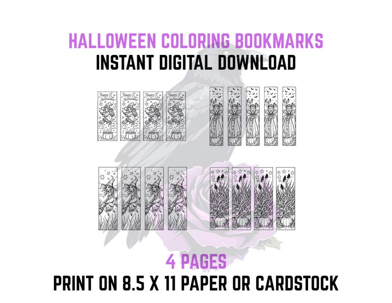 Halloween Coloring Bookmarks, Printable Coloring Activity for Kids - Etsy