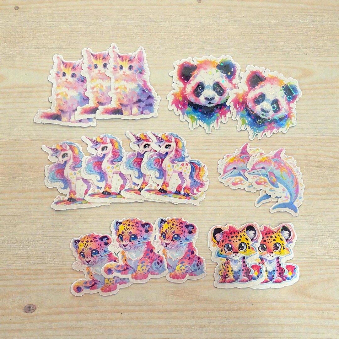 Holographic 90's Lisa Frank Inspired Nostalgic Stickers- Clearance - Etsy