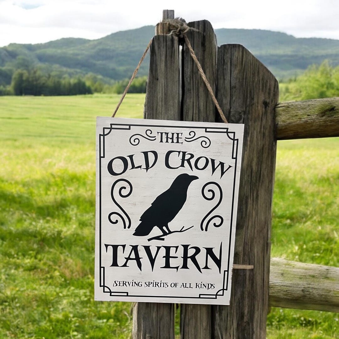 Old Crow Tavern White Halloween Hanging Sign - Etsy