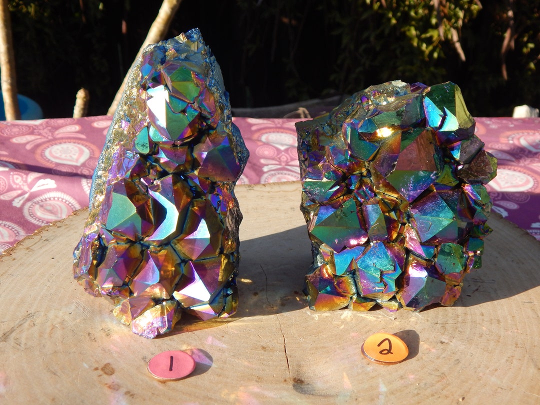 Aura Quartz Crystal Cut Base, Rainbow Aura Quartz Crystal Cut Base ...
