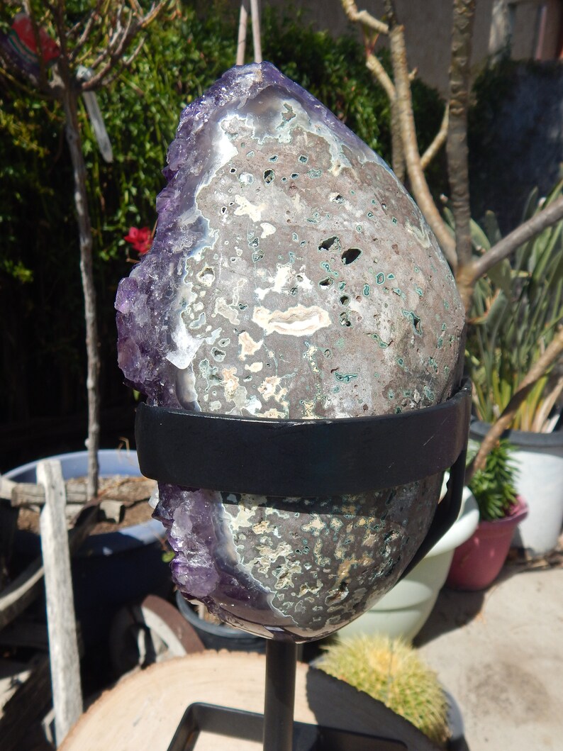 Amethyst Crystal Cluster Display With Stand Crystal Amethyst - Etsy
