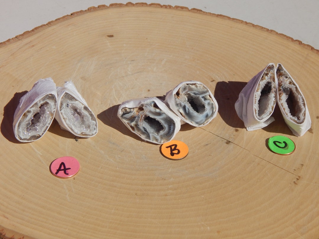 A Quality Brazilian Natural Oco Geode Pairs, Oco Geode Natural Pair ...