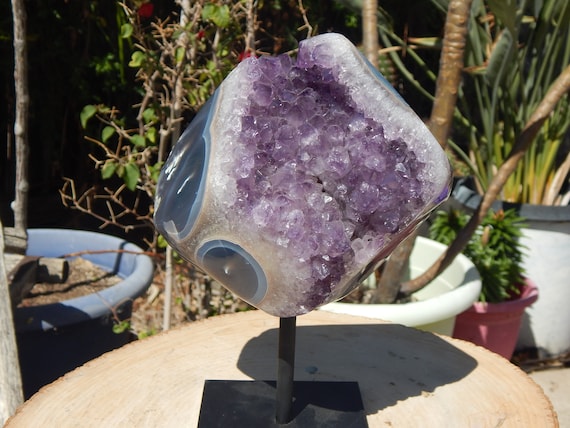 Amethyst Crystal Cluster Display With Stand Crystal Amethyst - Etsy