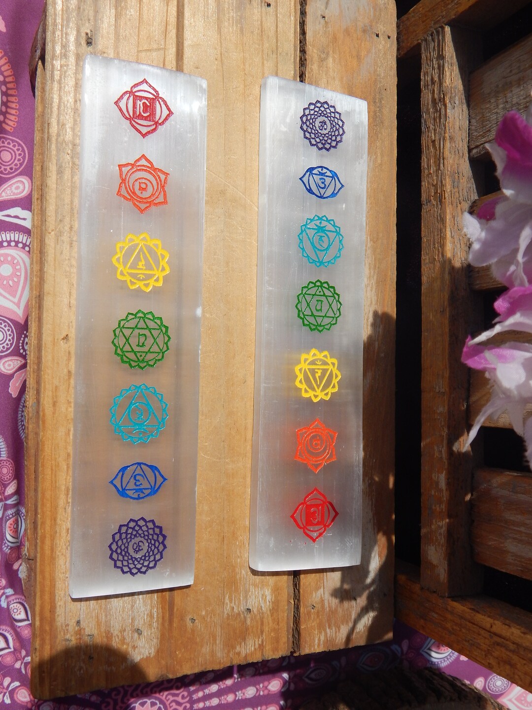 Etched Selenite Chakra Charging Plate: Reiki Healing Ruler - Etsy