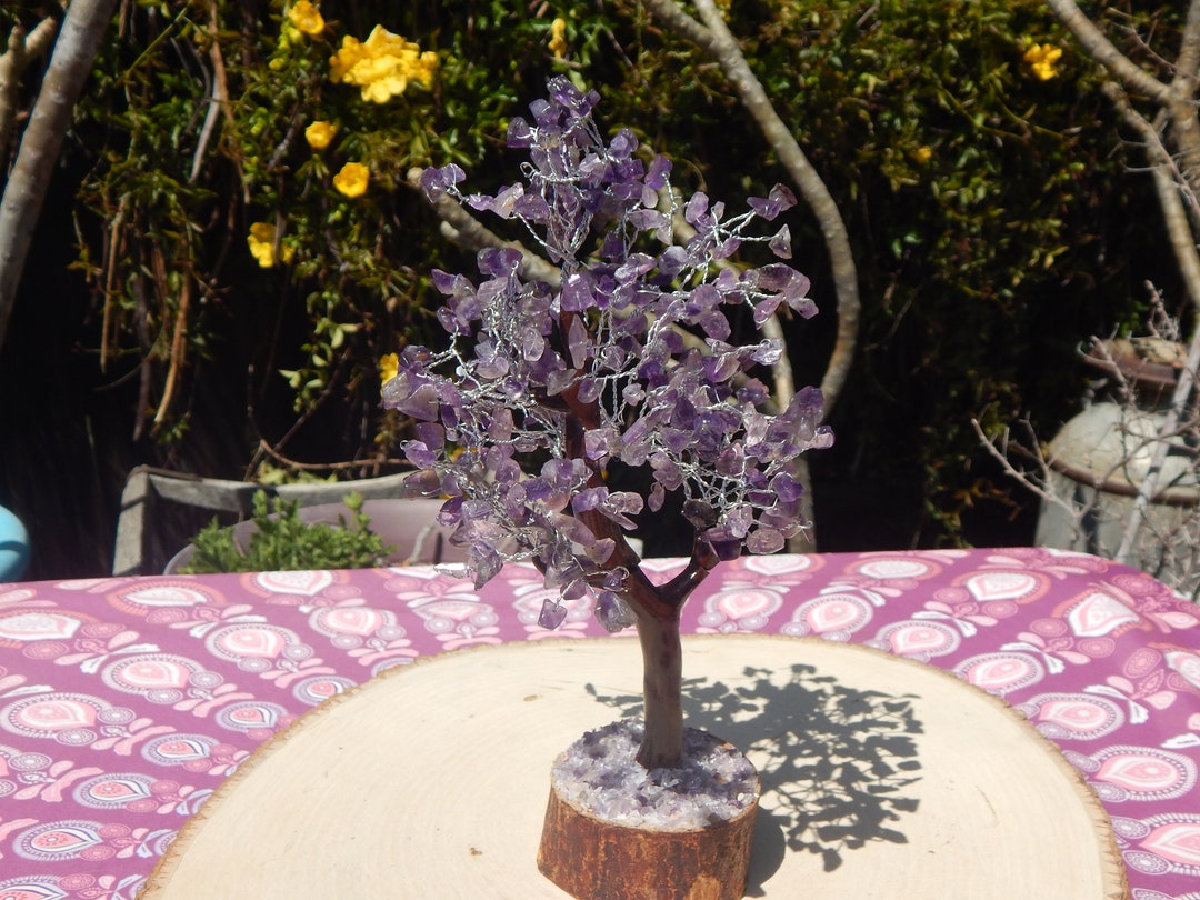 Amethyst Gemstone Tree of Life on Tree Stump Base, Tree of Life ...