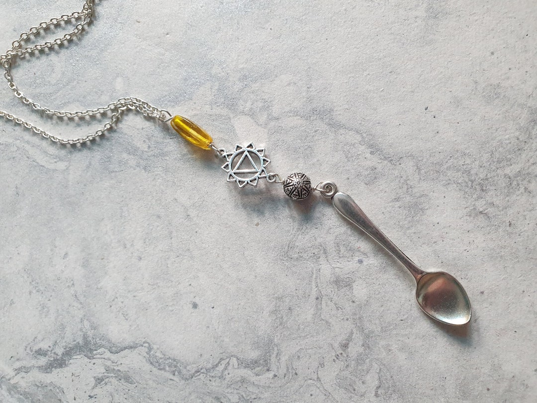 Ornate, Beaded Boho, Solar Plexus Chakra, Silver Spoon Necklace ...
