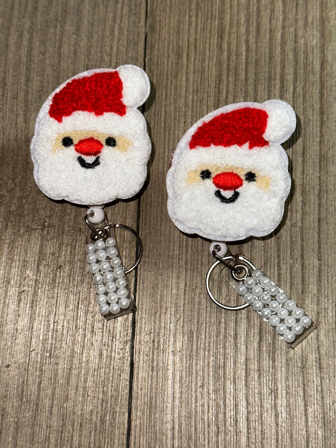 Santa Christmas Fuzzy Patch Badge ID Retractable, Retractable Badge ...