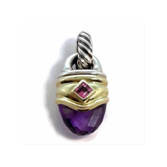 DAVID YURMAN Silver 925 585 14K Gold Amethyst and Tourmaline Gemstone Pendant Etsy