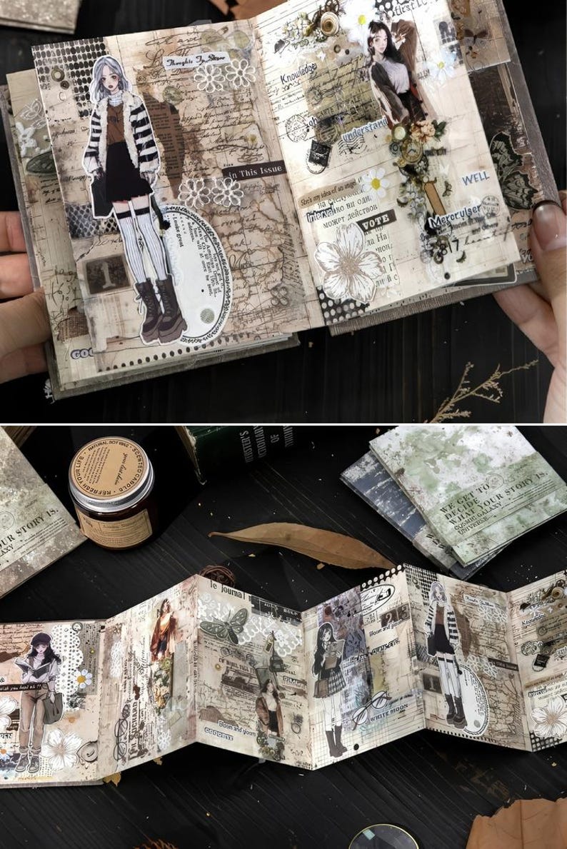 4 Types | Vintage Texture Accordion Fold Thick Matte Cardstock ...