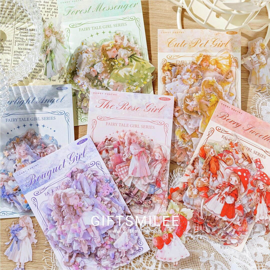6 Types Candy Poetry Fairy Tale Girl Stickers Pack, Office Supplies ...