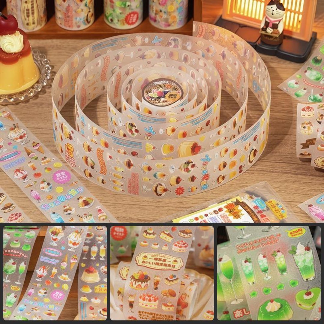 4 Types | Yu Xian Kawaii Glitter Dessert Sweet Treat | Die-cut Tape ...