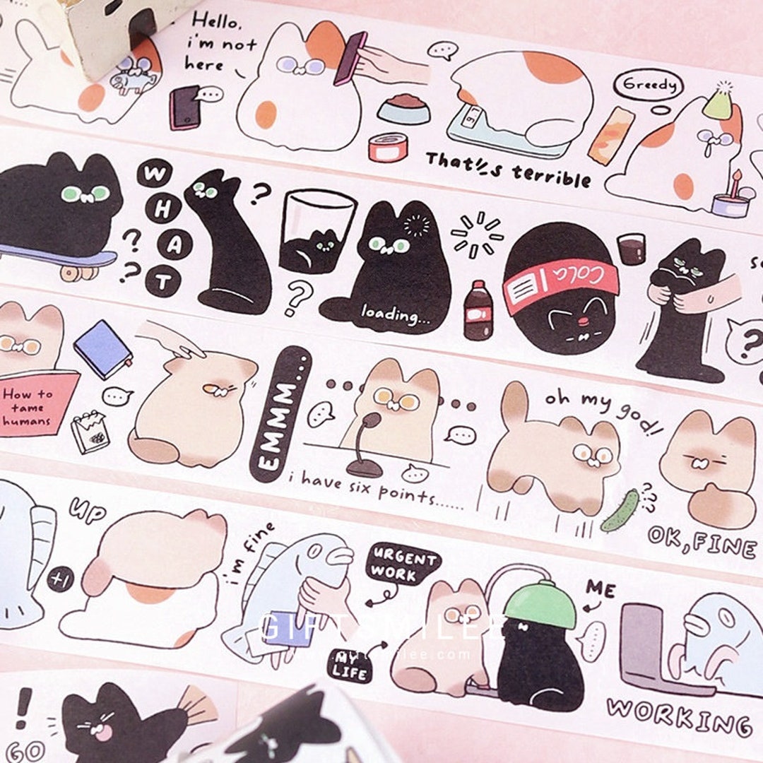 4 Types Cardlover Cat Meme Washi Tape, Journals Supplies, Cartoon ...