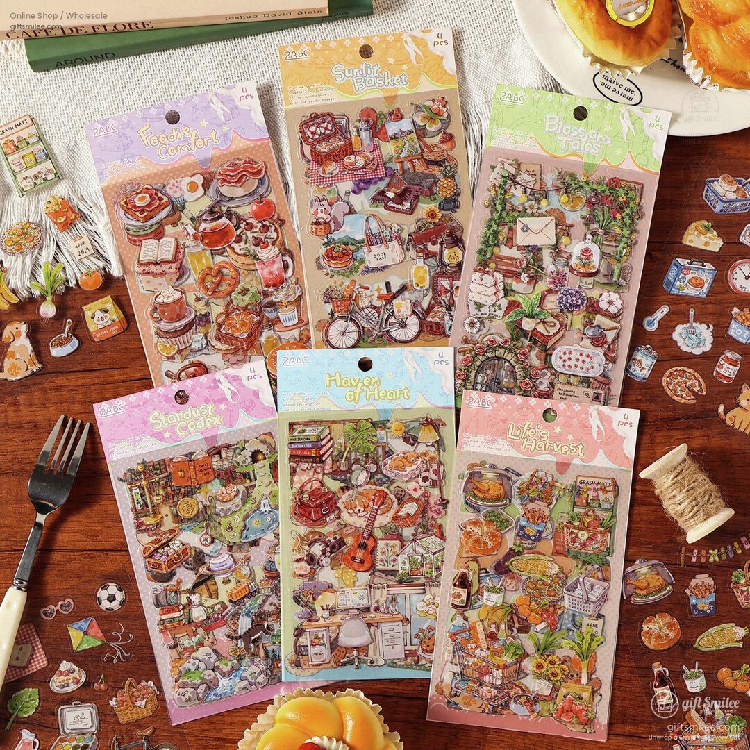 6 Types | Die‑cut 6-themes Decorative Stickers | Scrapbook Stickers ...