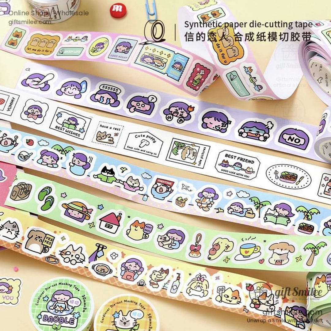 6 Types | Cardlover Adorable Cartoon Washi Tape Set for Crafts and ...