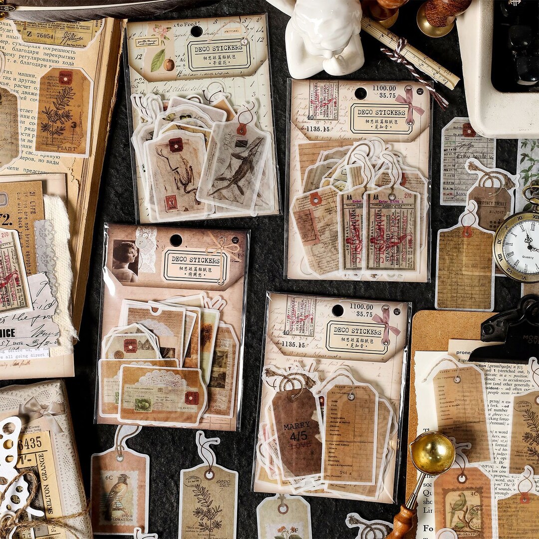 40 Sheets Old Diary Page Stickers | Ancient Scroll Sticker Set | Note ...