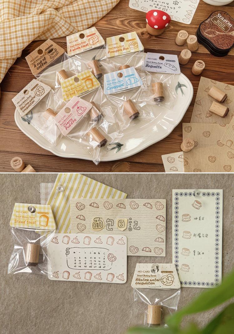 8 Types | Beech Wood Laser-engraved Mini Icons Rubber Stamps | Food ...