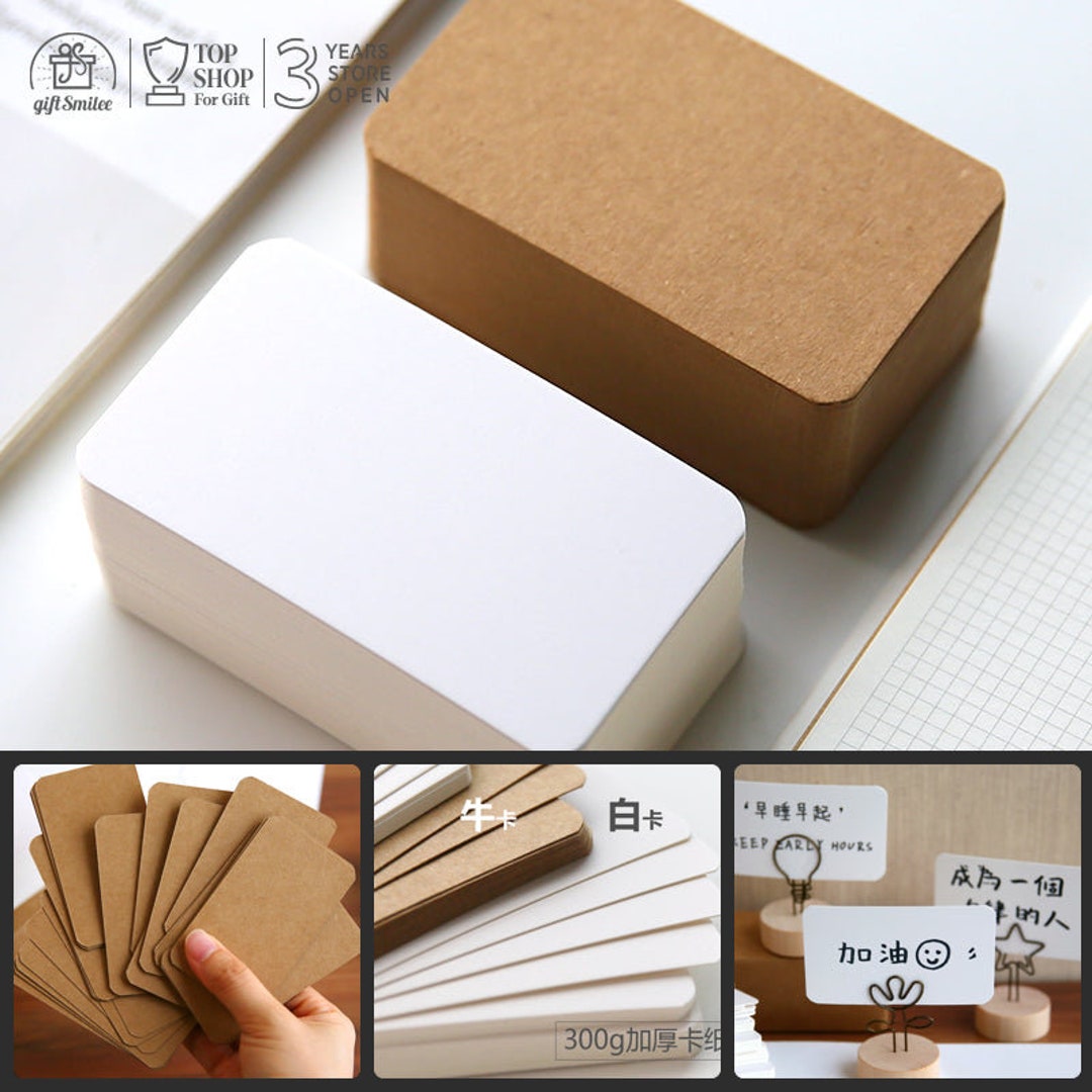 100 Sheets Blank Series Cards,white Cards,mini Kraft Cards, Blank ...