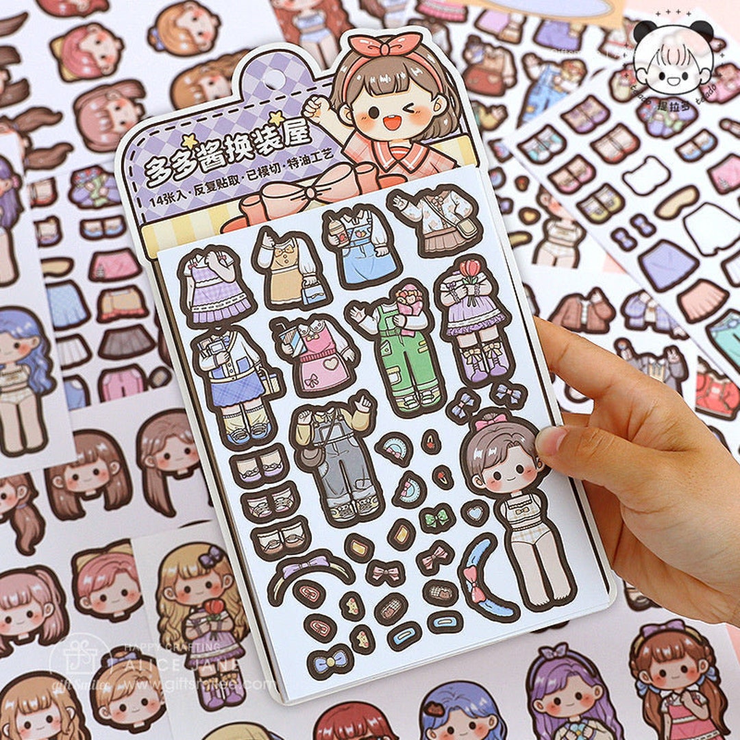 14 Sheets Fashion and Character Stickers Outfit Adhesive Designs ...