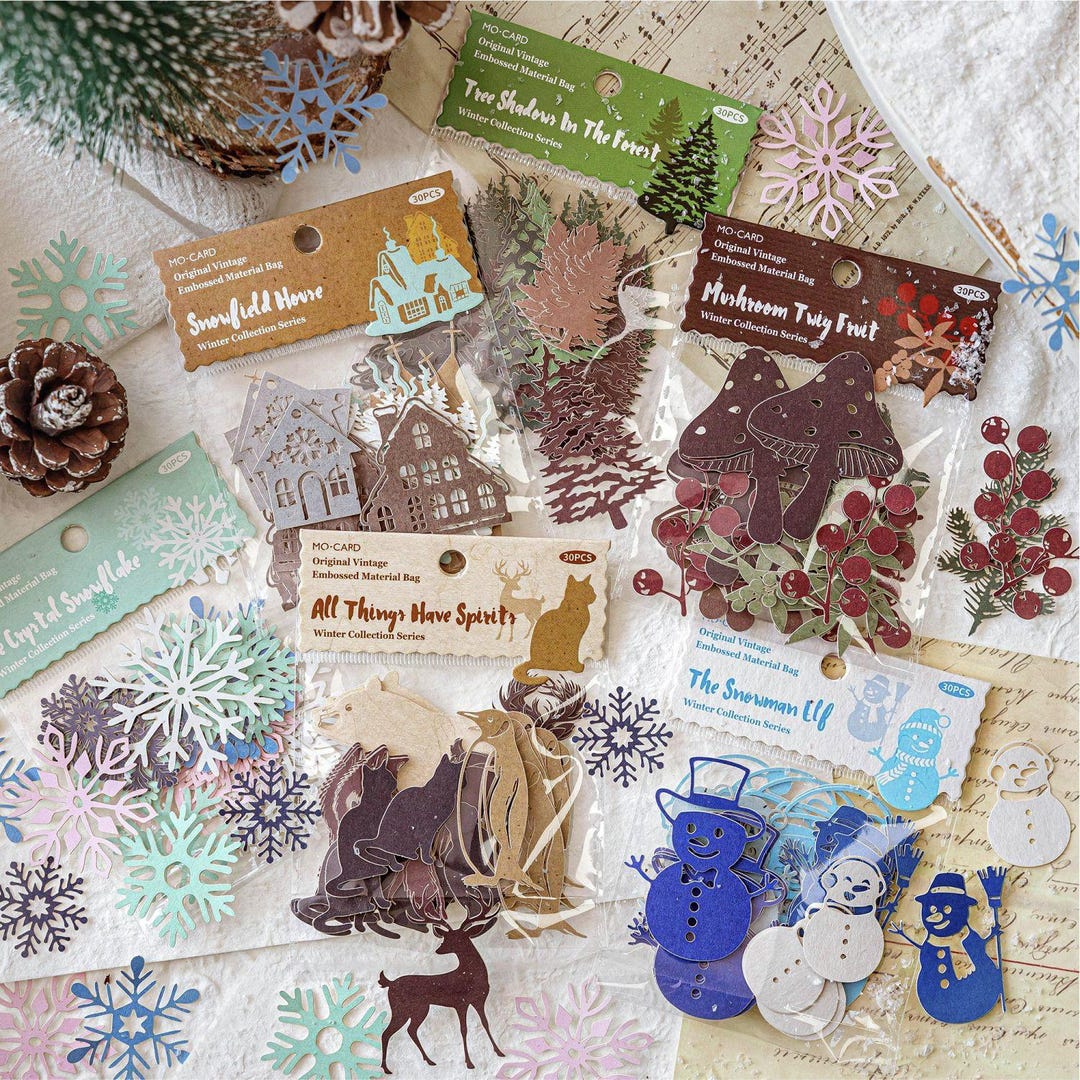 6 Types | Embossed Kraft Paper Die-cuts Winter Palette Paper Die-cut ...