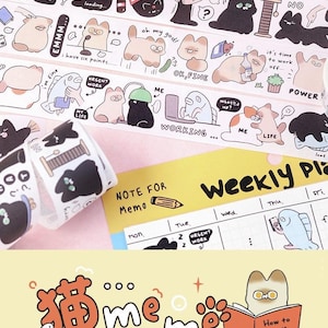 4 Types Cardlover Cat Meme Washi Tape, Journals Supplies, Cartoon ...