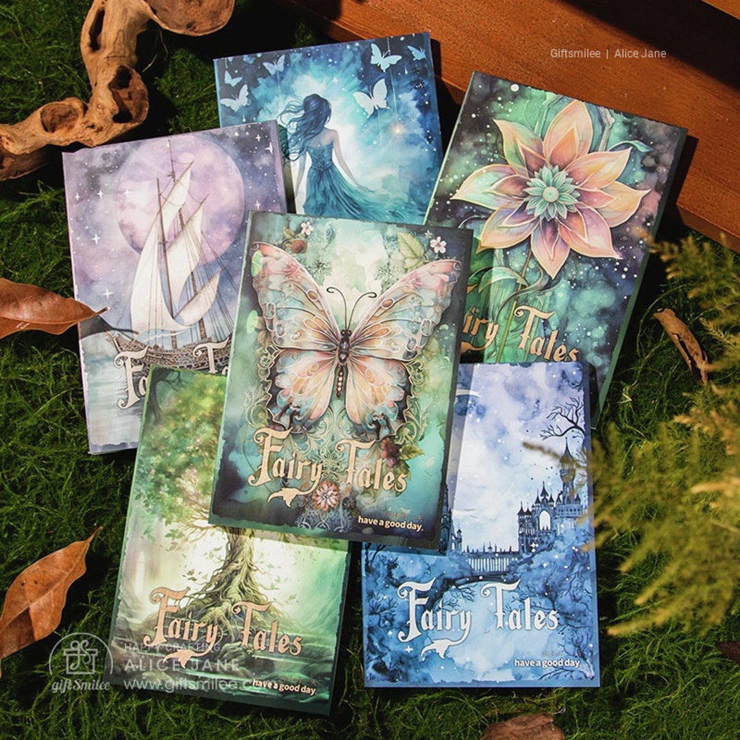 6 Types Good Day Midnight Fairy Tale Collage Paper Book Card Making ...