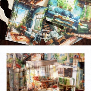 4 Types Yanji Colorful Street Scene Collage Kit, Journal, Card Making ...