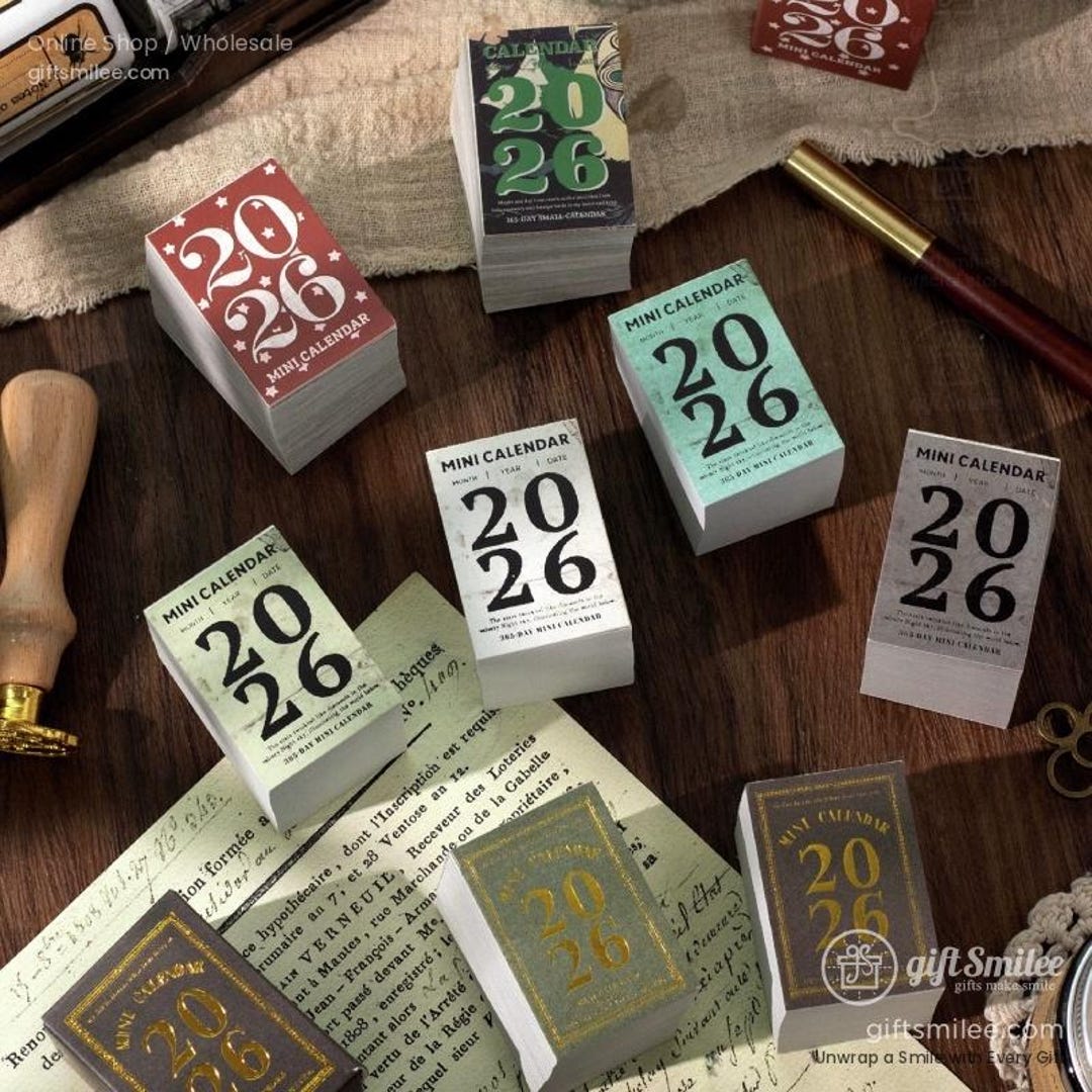 8 Types | 2026 365 Days Tear-off Mini With Vintage Mini Calendar | Desk ...